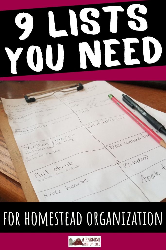 9 Lists You Need for Homestead Organization - A Farmish Kind of Life